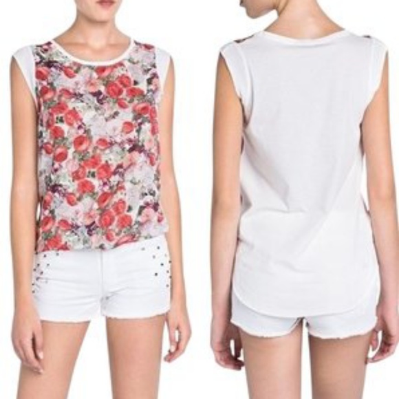 Mango | Tops | Mng Sleeveless Floral Top | Poshmark